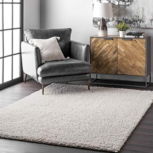 nuLOOM Clare Solid Shag Area Rug, 3' x 5', White