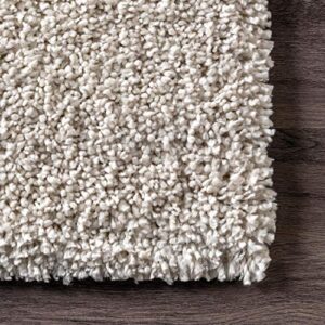 nuLOOM Clare Solid Shag Area Rug, 3' x 5', White