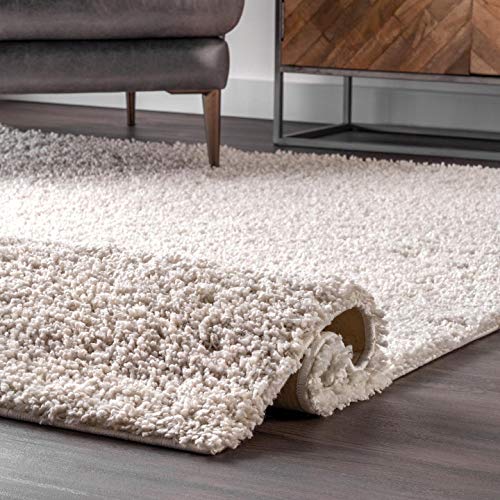 nuLOOM Clare Solid Shag Area Rug, 3' x 5', White