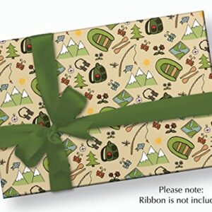 Camping Party Birthday Gift Wrap Paper - Folded Flat 30 x 20 Inch - 3 Sheets