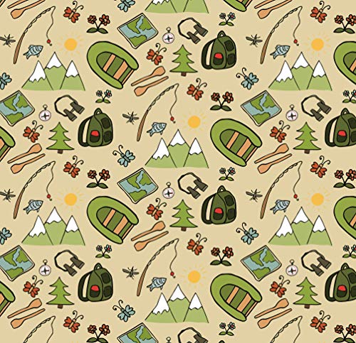 Camping Party Birthday Gift Wrap Paper - Folded Flat 30 x 20 Inch - 3 Sheets