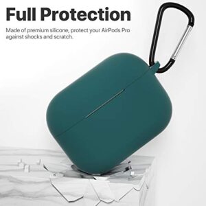 ATUAT AirPods Pro 1st/2nd Generation Case Cover, Protective Silicone Skin Accessories with Keychain for Women Men for Apple AirPods Pro 2019/2022 Charging Case,Front LED Visible-Midnight Green