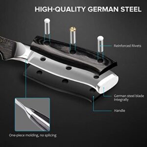 MOSFiATA 6" Boning Knife, Sharp Kitchen Cooking Knife with Finger Guard and Knife Sharpener, German High Carbon Stainless Steel EN1.4116 Chef’s Knife with Micarta Handle and Gift Box