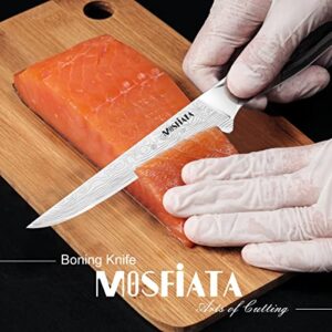 MOSFiATA 6" Boning Knife, Sharp Kitchen Cooking Knife with Finger Guard and Knife Sharpener, German High Carbon Stainless Steel EN1.4116 Chef’s Knife with Micarta Handle and Gift Box