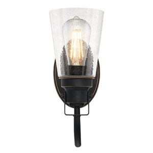 Westinghouse Lighting 6574500 Ashton One-Light Indoor Wall Fixture, Oil Rubbed Bronze Finish with Highlights and Clear Seeded Glass , Oil-rubbed Bronze