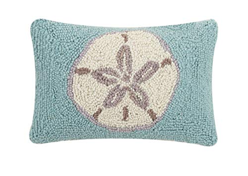 Peking Handicraft Nautical Beach Sand Dollar Hooked Pillow - 8" x 12"