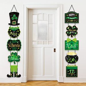 st. patrick's day decoration hanging welcome sign banner 10 pieces leprechaun hat shamrock sign for saint paddy's hanging decor