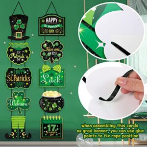 St. Patrick's Day Decoration Hanging Welcome Sign Banner 10 Pieces Leprechaun Hat Shamrock Sign for Saint Paddy's Hanging Decor