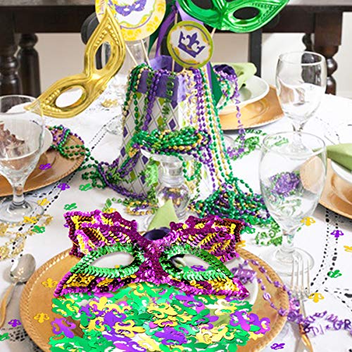 Mardi Gras Decorations Set for Fat Tuesday Private Party Masquerade Mask, De Lis Confetti and Paper Decorations