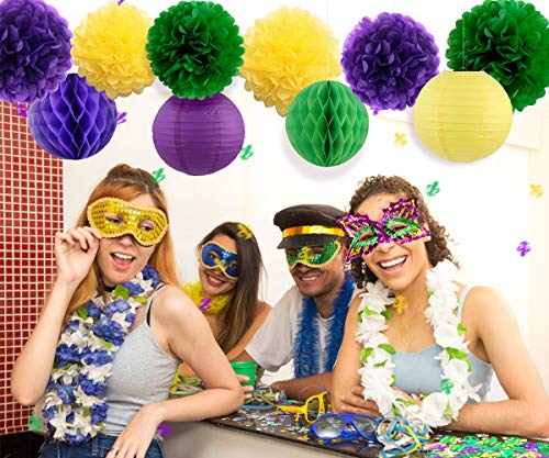 Mardi Gras Decorations Set for Fat Tuesday Private Party Masquerade Mask, De Lis Confetti and Paper Decorations