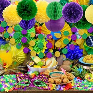 Mardi Gras Decorations Set for Fat Tuesday Private Party Masquerade Mask, De Lis Confetti and Paper Decorations