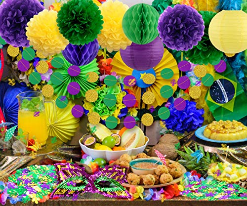 Mardi Gras Decorations Set for Fat Tuesday Private Party Masquerade Mask, De Lis Confetti and Paper Decorations