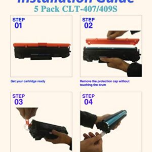 ColorPrint Compatible CLP315 Toner Cartridge Replacement for Samsung 409S CLT-409S CLT409S Work with CLP-315 CLP-310 CLP-310N CLP-315W CLX-3170 CLX 3175FN 3175FW 3175N Printer (5-Pack, 2BK,1C,1M,1Y)