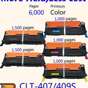 ColorPrint Compatible CLP315 Toner Cartridge Replacement for Samsung 409S CLT-409S CLT409S Work with CLP-315 CLP-310 CLP-310N CLP-315W CLX-3170 CLX 3175FN 3175FW 3175N Printer (5-Pack, 2BK,1C,1M,1Y)