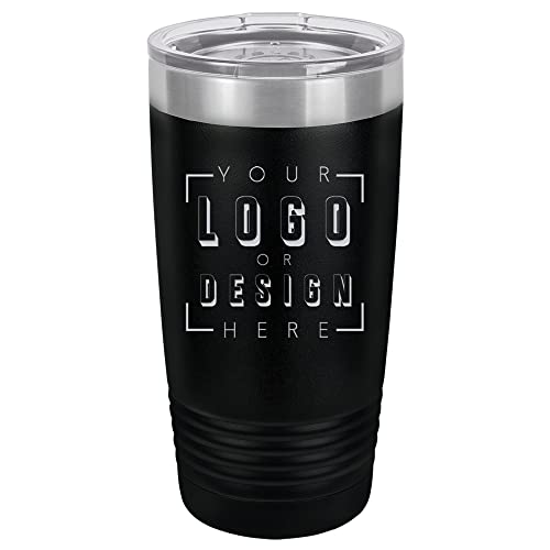 Personalized Stainless Steel Tumbler | Double Wall Stainless Steel Vacuum Insulated Water Bottle | Keeps Your Drink Hot & Cold | Coffee Cup for Travel, Work, Gym, Fitness (BLACK, 20 oz.)