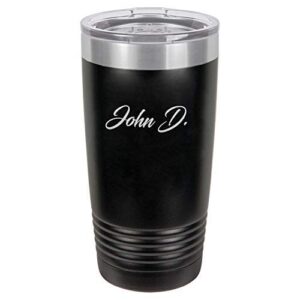 Personalized Stainless Steel Tumbler | Double Wall Stainless Steel Vacuum Insulated Water Bottle | Keeps Your Drink Hot & Cold | Coffee Cup for Travel, Work, Gym, Fitness (BLACK, 20 oz.)