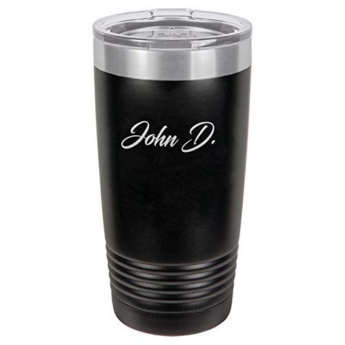 Personalized Stainless Steel Tumbler | Double Wall Stainless Steel Vacuum Insulated Water Bottle | Keeps Your Drink Hot & Cold | Coffee Cup for Travel, Work, Gym, Fitness (BLACK, 20 oz.)