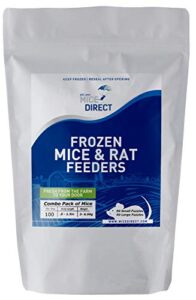 micedirect frozen mice combo pack of 100 small fuzzie & fuzzie feeder mice – 50 small fuzzies & 50 fuzzies - food for corn snakes, ball pythons, & pet reptiles - snake feed supplies