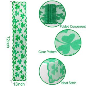 Camlinbo St Patrick's Day Decorations St Patrick's Day Table Runner Green Clovers Print 13x72 Inch Irish Clovers Embroidered Table Runner for Home Irish Party Favor Lucky Day Decoration Table Runner