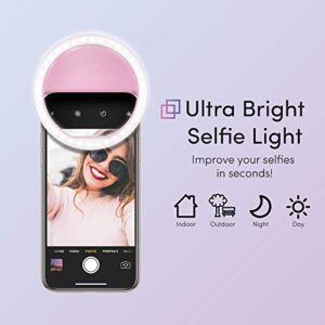 TALK WORKS Selfie Ring Light Compatible w/iPhone 13/13 Pro/13 Pro Max/14/14 Plus/14 Pro/14 Pro Max, Android, iPad, Laptop - Clip On LED Computer Webcam Video Lighting (Pink)