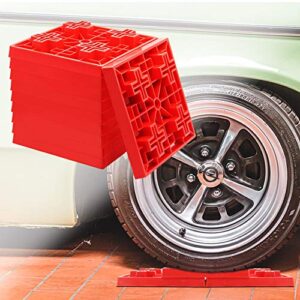 yosager 10 Pack Heavy Duty Leveling Blocks, Ideal for Leveling Single and Dual Wheels, Camper Levelers, Tongue Jacks, Hydraulic Jacks, Stabilizer Jacks, Red