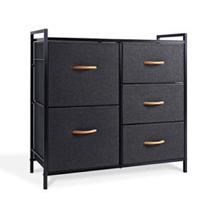 romoon dresser storage drawer, 5 fabric units organizer and storage for bedroom, hallway, entryway, closets - dark gray