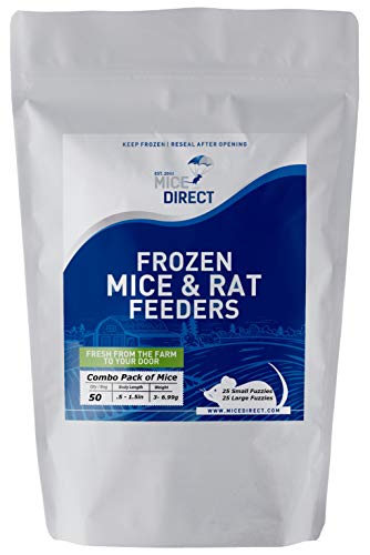 MiceDirect Frozen Mice Combo Pack of 50 Small Fuzzie & Fuzzie Feeder Mice – 25 Small Fuzzies & 25 Fuzzies - Food for Corn Snakes, Ball Pythons, & Pet Reptiles - Snake Feed Supplies