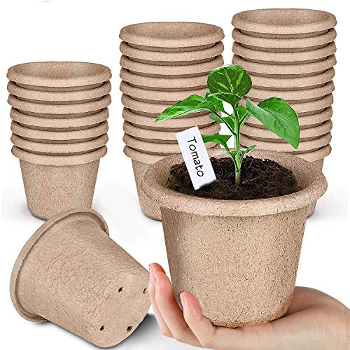 ANGTUO Grow Healthy Plants 30 Pcs Eco-Friendly Peat Pots for Seedlings - 4.33 Inch Biodegradable Seed Starter Pots with Drainage Holes and 20 Plant Labels