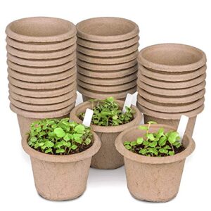 ANGTUO Grow Healthy Plants 30 Pcs Eco-Friendly Peat Pots for Seedlings - 4.33 Inch Biodegradable Seed Starter Pots with Drainage Holes and 20 Plant Labels