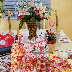 150 Pieces Valentine Cellophane Bags Treat Bags Goodies Bags Candy Bags with 150 Pieces Twist Ties for Valentine's Day Party Favor Supplies (Lip, Heart and Happy Valentine's Day Design)