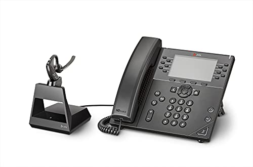 Plantronics - Voyager 5200 Office with One-Way Base (Poly) - Bluetooth Single-Ear (Monaural) Headset - Noise Canceling - Connect to Your Desk Phone - Works with Teams, Zoom & More