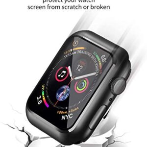 Smiling Case Compatible with Apple Watch Series 6/SE/Series 5/Series 4 44mm with Built in Tempered Glass Screen Protector,Overall Protective Hard PC Case Ultra-Thin Cover- Black