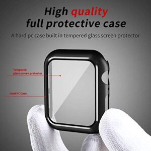 Smiling Case Compatible with Apple Watch Series 6/SE/Series 5/Series 4 44mm with Built in Tempered Glass Screen Protector,Overall Protective Hard PC Case Ultra-Thin Cover- Black