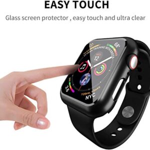 Smiling Case Compatible with Apple Watch Series 6/SE/Series 5/Series 4 44mm with Built in Tempered Glass Screen Protector,Overall Protective Hard PC Case Ultra-Thin Cover- Black