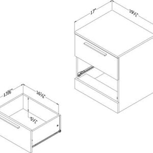 South Shore Step One Essential 2-Drawer Nightstand, Winter Oak