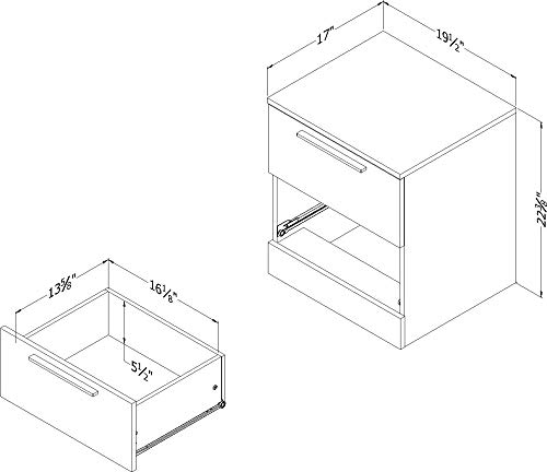 South Shore Step One Essential 2-Drawer Nightstand, Winter Oak