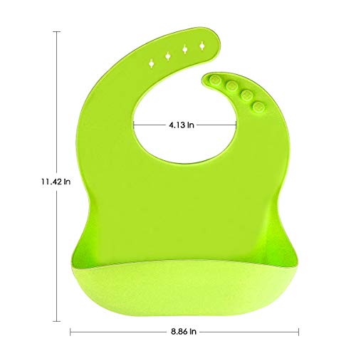 2 Pack Silicone Baby Bibs for Babies & Toddlers (6-72 Months), Waterproof, Soft, BPA Free, Easy Clean up (Blue and Green)