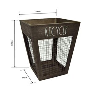 Rae Dunn Mini Waste Basket - Metal and Wood Trash Bin with Decorative Print for Home, Office, Bathroom - Stylish Design for Any Interior Décor