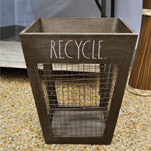 Rae Dunn Mini Waste Basket - Metal and Wood Trash Bin with Decorative Print for Home, Office, Bathroom - Stylish Design for Any Interior Décor