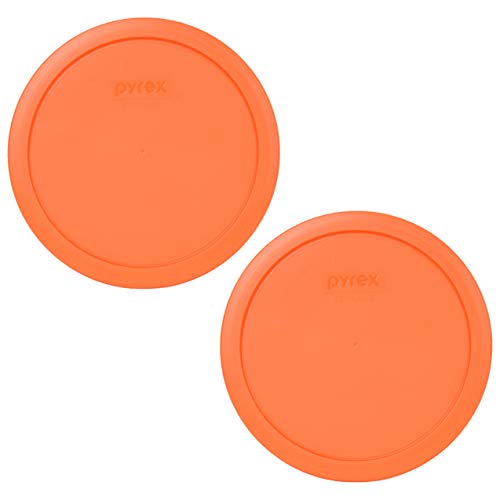 Pyrex 7402-PC 6/7 Cup Orange Round Plastic Food Storage Lid - 2 Pack Made in the USA