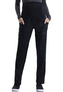 cherokee women scrubs pant workwear revolution maternity straight leg ww155, m, black