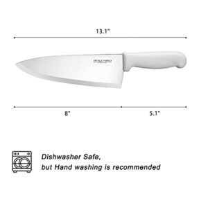 BOLEXINO 8 inch Japanese High Carbon Stainless Steel Chef Knife, Professional Extra Sharp Wide Cook Knife with Non-slip Ergonomic Handle, for Kitchen Home Restaurant