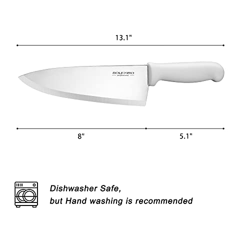 BOLEXINO 8 inch Japanese High Carbon Stainless Steel Chef Knife, Professional Extra Sharp Wide Cook Knife with Non-slip Ergonomic Handle, for Kitchen Home Restaurant