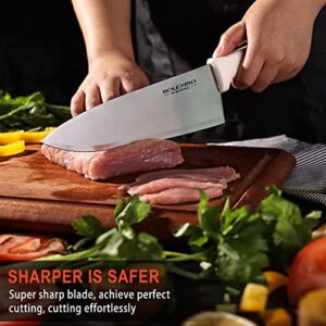 BOLEXINO 8 inch Japanese High Carbon Stainless Steel Chef Knife, Professional Extra Sharp Wide Cook Knife with Non-slip Ergonomic Handle, for Kitchen Home Restaurant