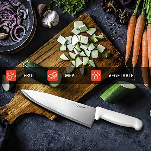 BOLEXINO 8 inch Japanese High Carbon Stainless Steel Chef Knife, Professional Extra Sharp Wide Cook Knife with Non-slip Ergonomic Handle, for Kitchen Home Restaurant