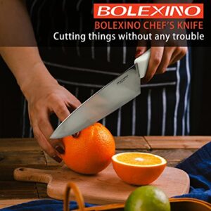 BOLEXINO 8 inch Japanese High Carbon Stainless Steel Chef Knife, Professional Extra Sharp Wide Cook Knife with Non-slip Ergonomic Handle, for Kitchen Home Restaurant