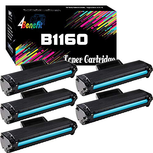 5-Pack 4Benefit Compatible Replacement B1160W Toner Cartridge Work for Dell YK1PM 1160 331-7335 HF44N HF442 to use with B1160 B1160w B1163w B1165nfw Mono Laser Printers