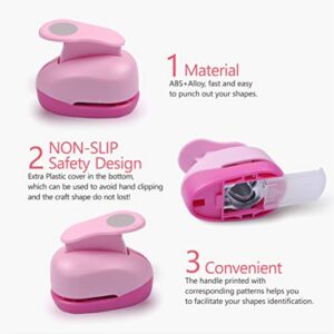 BearBoss 5 Pcs Craft Hole Punch, Handmade Scrapbook Paper Puncher, Different Size of Scrapbooking Punches Crafting Designs for Office Supplies, Card Making, DIY Albums Photos, Pink Color (Circle)