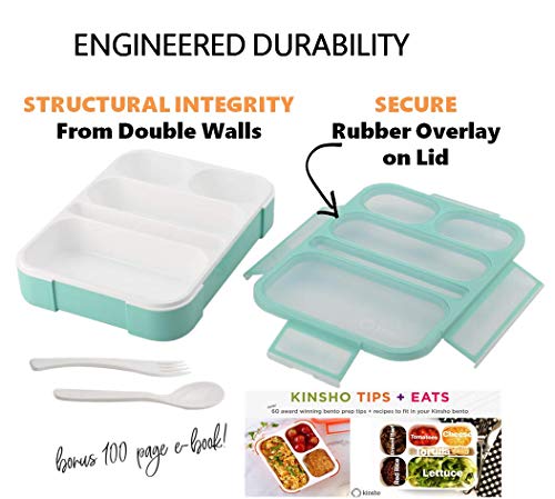 Bento Box for Adults Kids Lunches, Meal Prep Lunch-Boxes for Women Girls Boys | Leakproof Snack Containers for Toddlers Portion Control Container BPA Free | Green + Orange, 5 Compartments, 2 pack