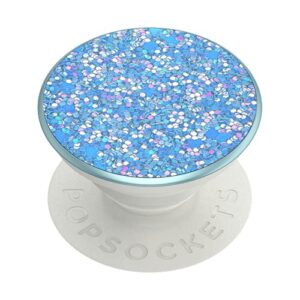 popsockets popgrip - expanding stand and grip with a swappable top for smartphones and tablets - sparkle tidal blue